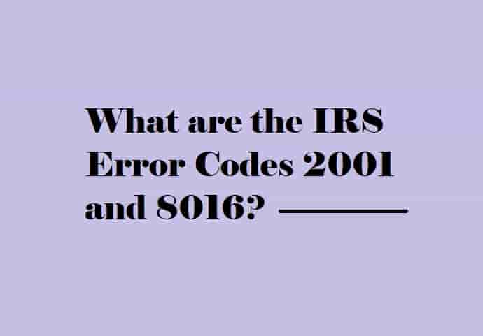 IRS Error Code 2001 And 8016 All Information About These Errors